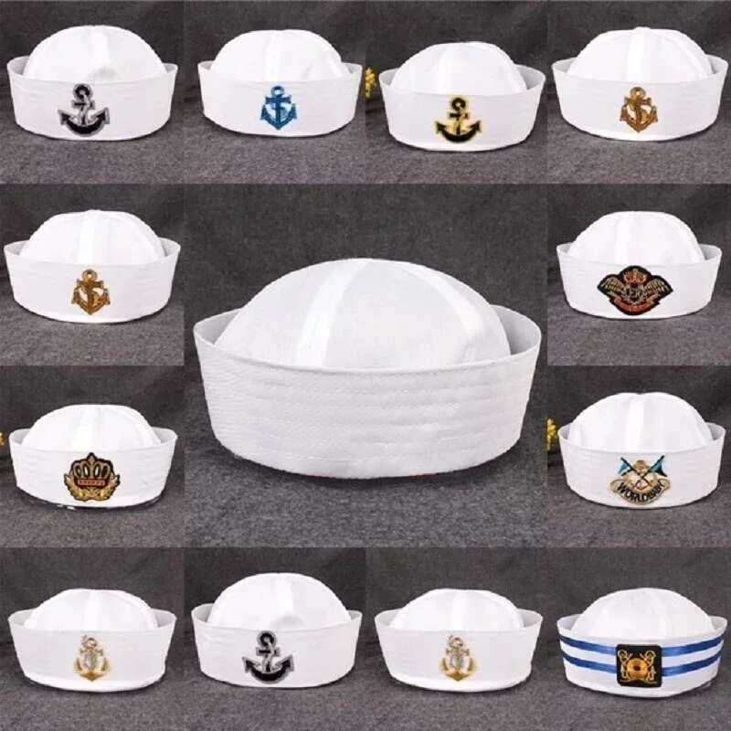 Captain Militar Sailor Cap White Marine Caps Na May Anchor Army ...