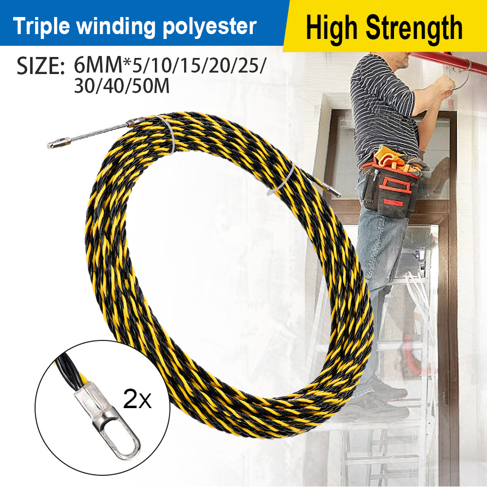 6mm 10/20/30M black and yellow glass fiber cable puller conduit cable ...