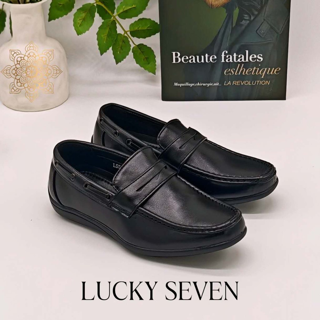 PERELLA Casual Stitches Leather Blackshoes For Boy Slip On Design Size ...