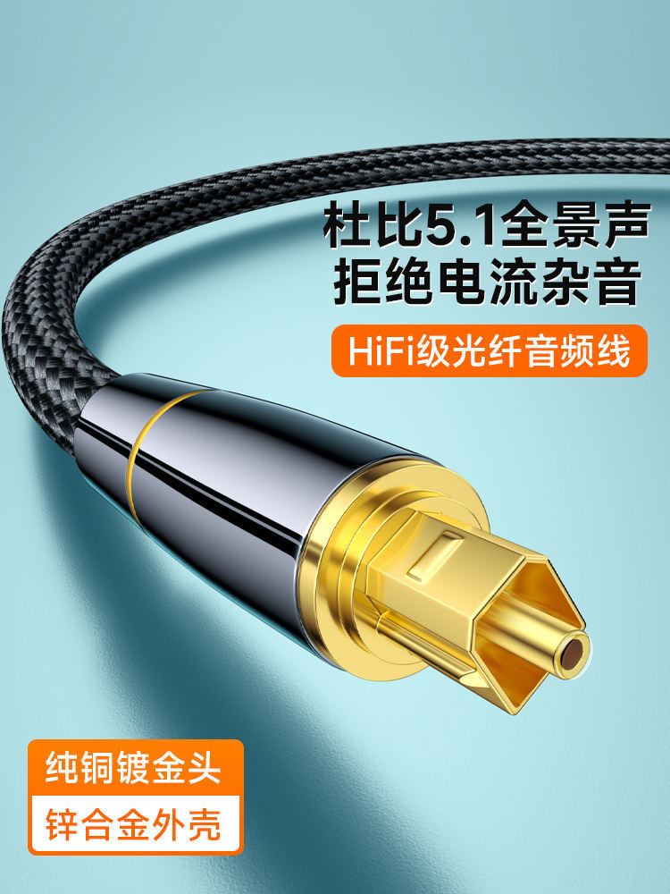 Optical Fiber Audio Cable Square Port SPDIF Digital Output 5.1 Channel ...