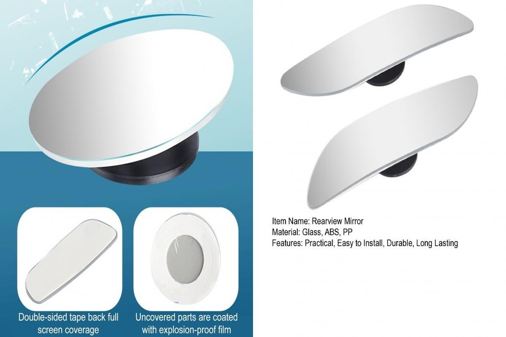 PCA- Driving Safety Mirror Rearview Mirror Blind Spot Frameless Car ...