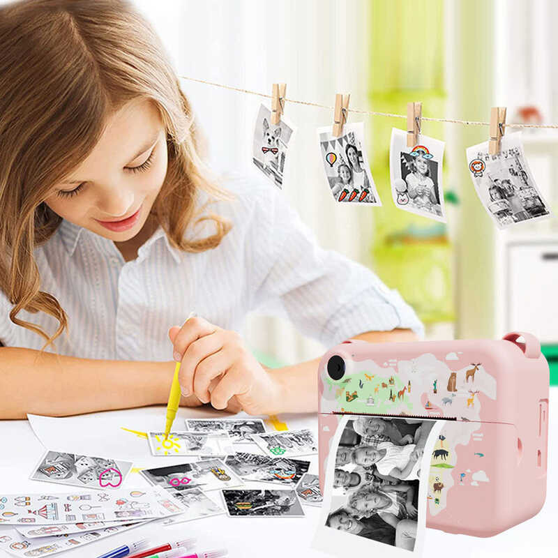 Thermal Print Camera Instant Print Photo na may 3 Rolls Print Paper ...