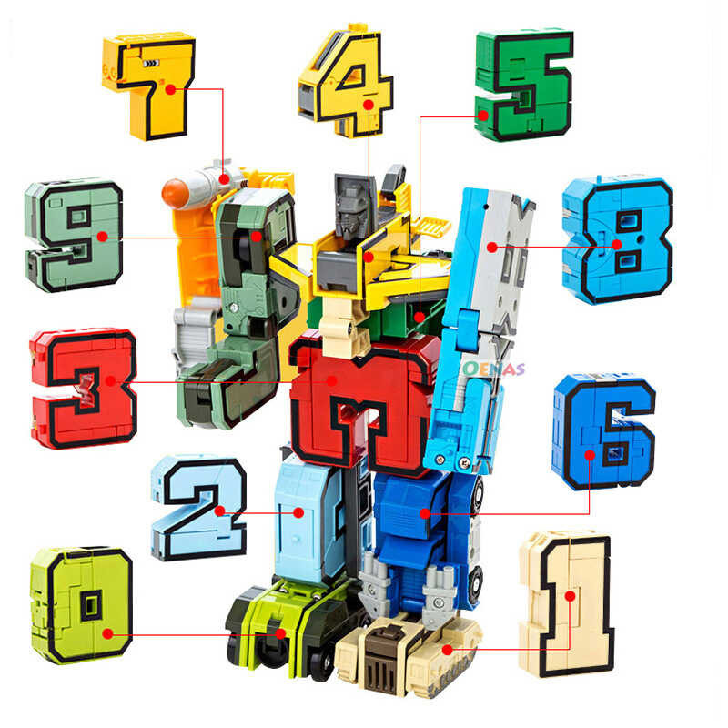 Assemble Robots 15Pcs Number Transformation Blocks Action Figure Set ...