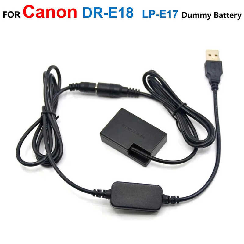 LP-E17 DR-E18 Dummy Battery+USB Charger Power Bank Cable For Canon EOS ...