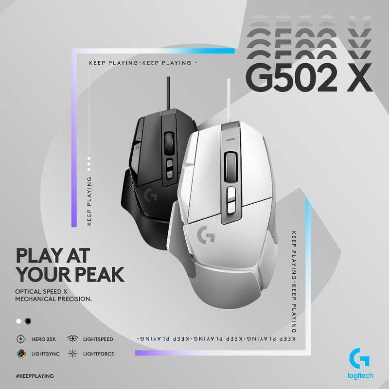 Logitech G502 X Wired Gaming Mouse LIGHTFORCE hybrid optical-mechanical ...