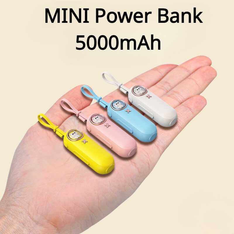 & MINI Ultra Slim 5000Mah Cell Phone Small Size Power Bank With Cable ...