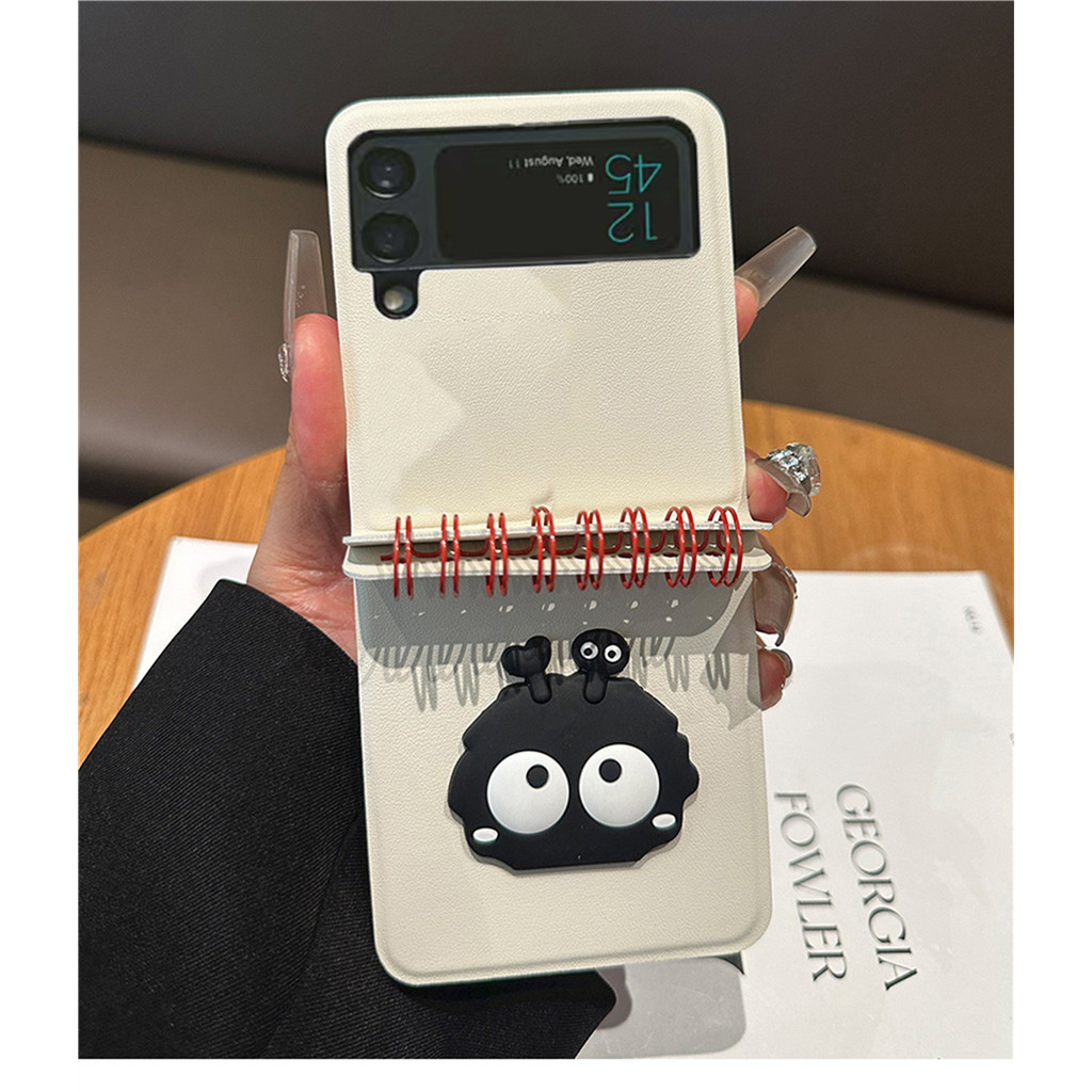 ins Korean Cute Coal Ball Solid Color Notebook Phone Case for Galaxy Z ...