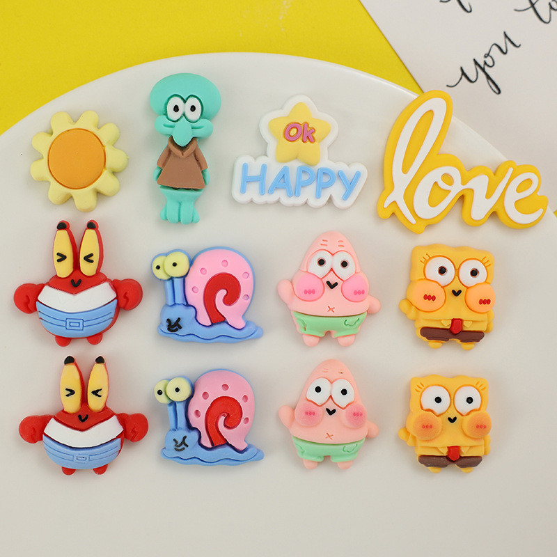 Cartoon SpongeBob SquarePants Jibitz Letter Snail Croccs Charm Octopus ...