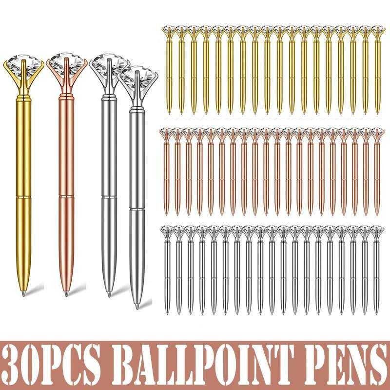 Xj 30Pcs Big Crystal Dia Pen Metal point Pens School Plies Gift ...