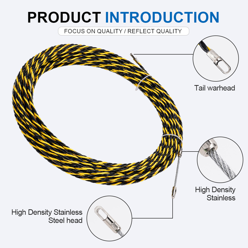 6mm 10/20/30M black and yellow glass fiber cable puller conduit cable ...
