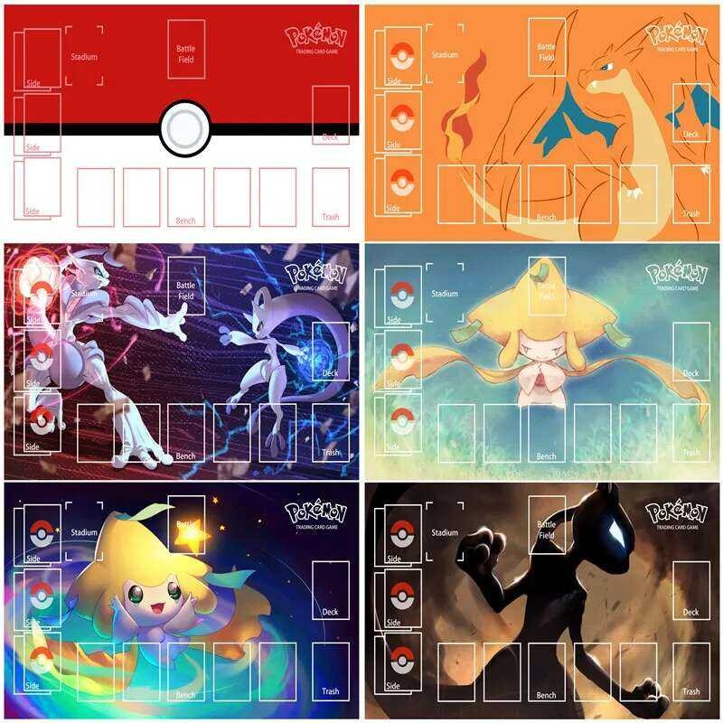 Pokemon PTCG Mewtwo Charizard Mew Jirachi Battle Playmat Trading Card ...