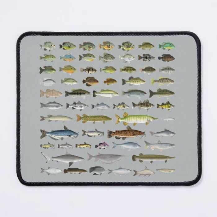 North America Freshwater Fish Group Mouse Pad PC Keyboard Gamer Play ...