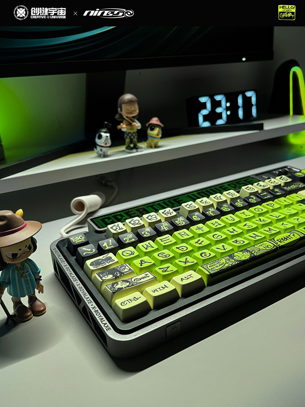 Green Graffi Keycap MDA Profile PBT Cyberpunk Abstract Style Dye ...