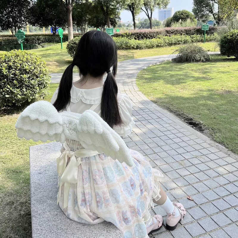 Japanese Cute Cartoon Angel Wing Girls Plush Backpack Soft Stuffed ...