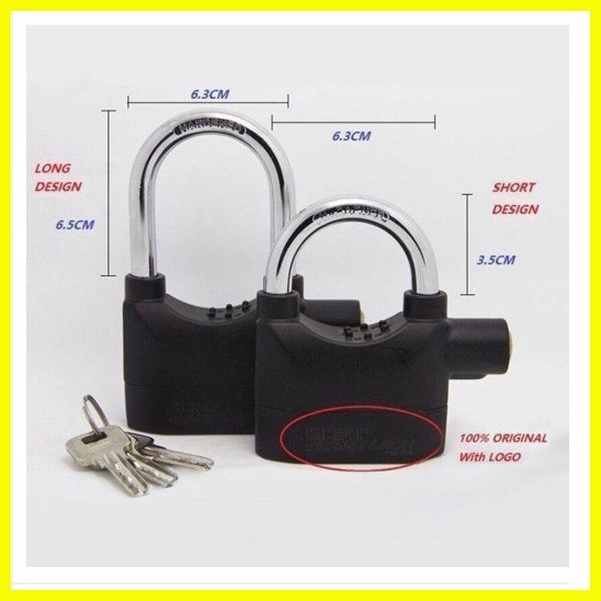 Alarm Padlock for Door/Motor/Bike/Car 110db Anti-Theft Security Lock ...