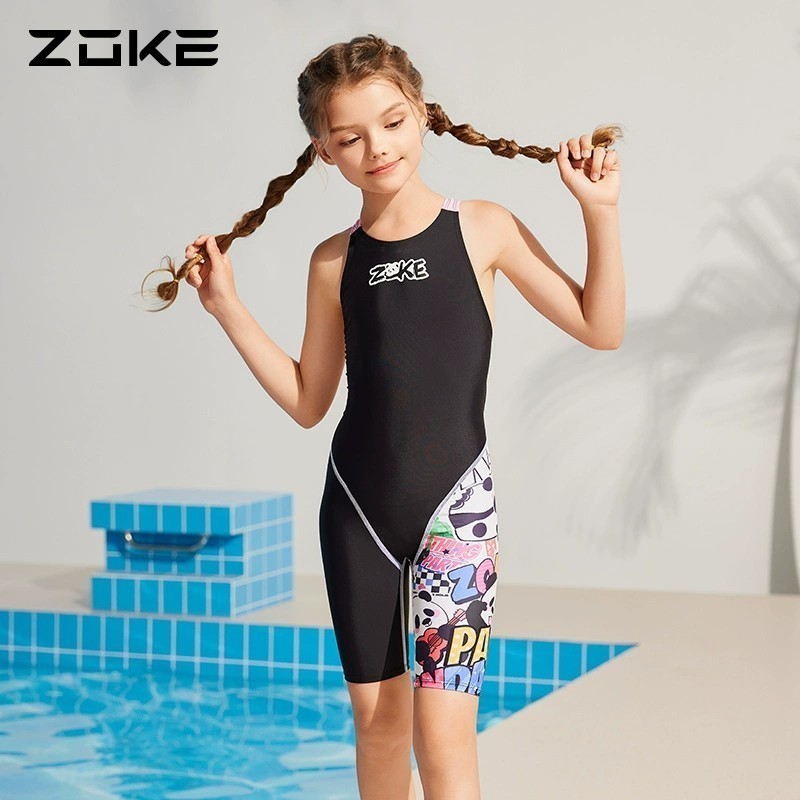 Zoke Girls Training Swimwear Professional Water Sport Swimsuit One ...