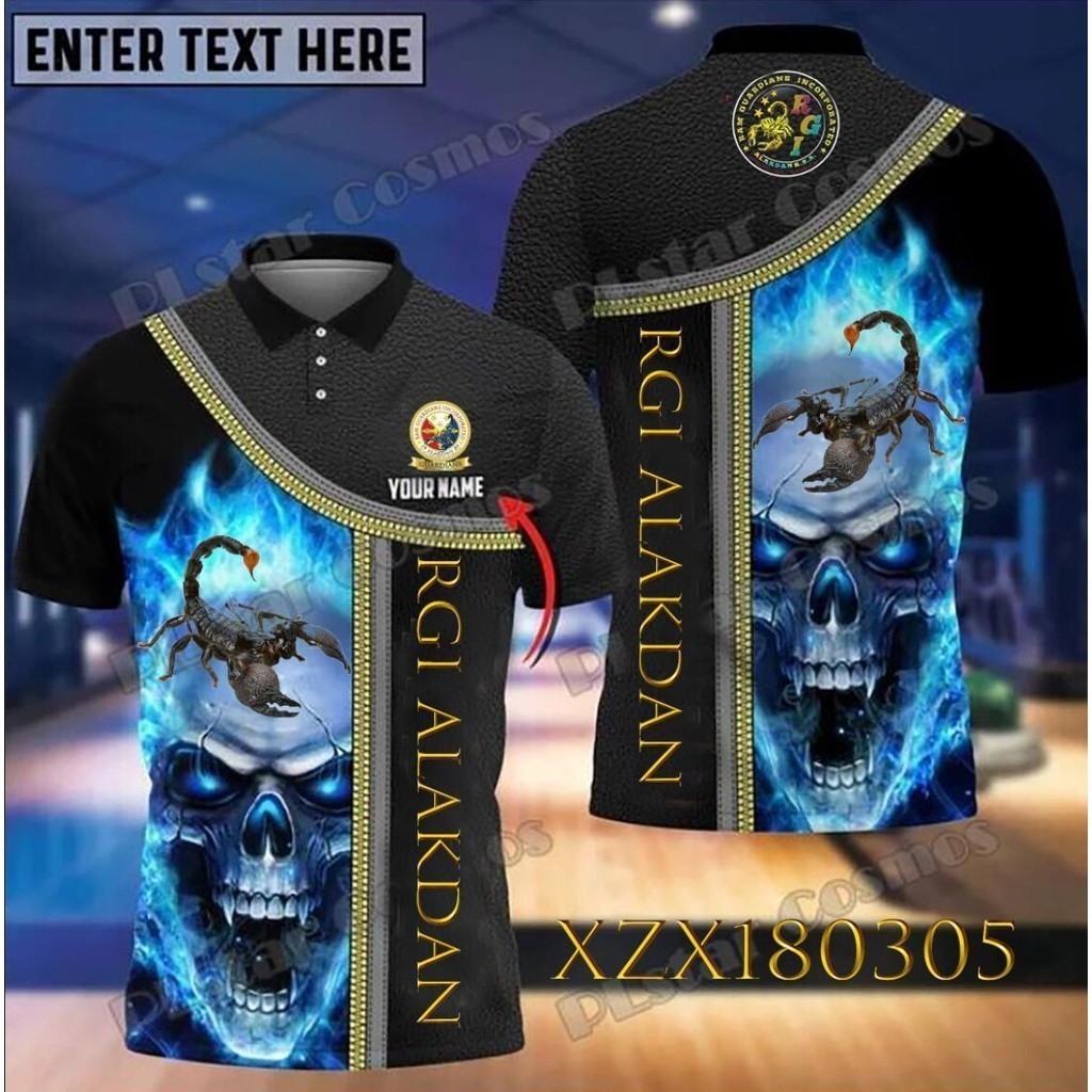 2024 Blue Ray Roar Skull Design RGI ALAKDAN GUARDIANS 3D POLO SHIRT ...