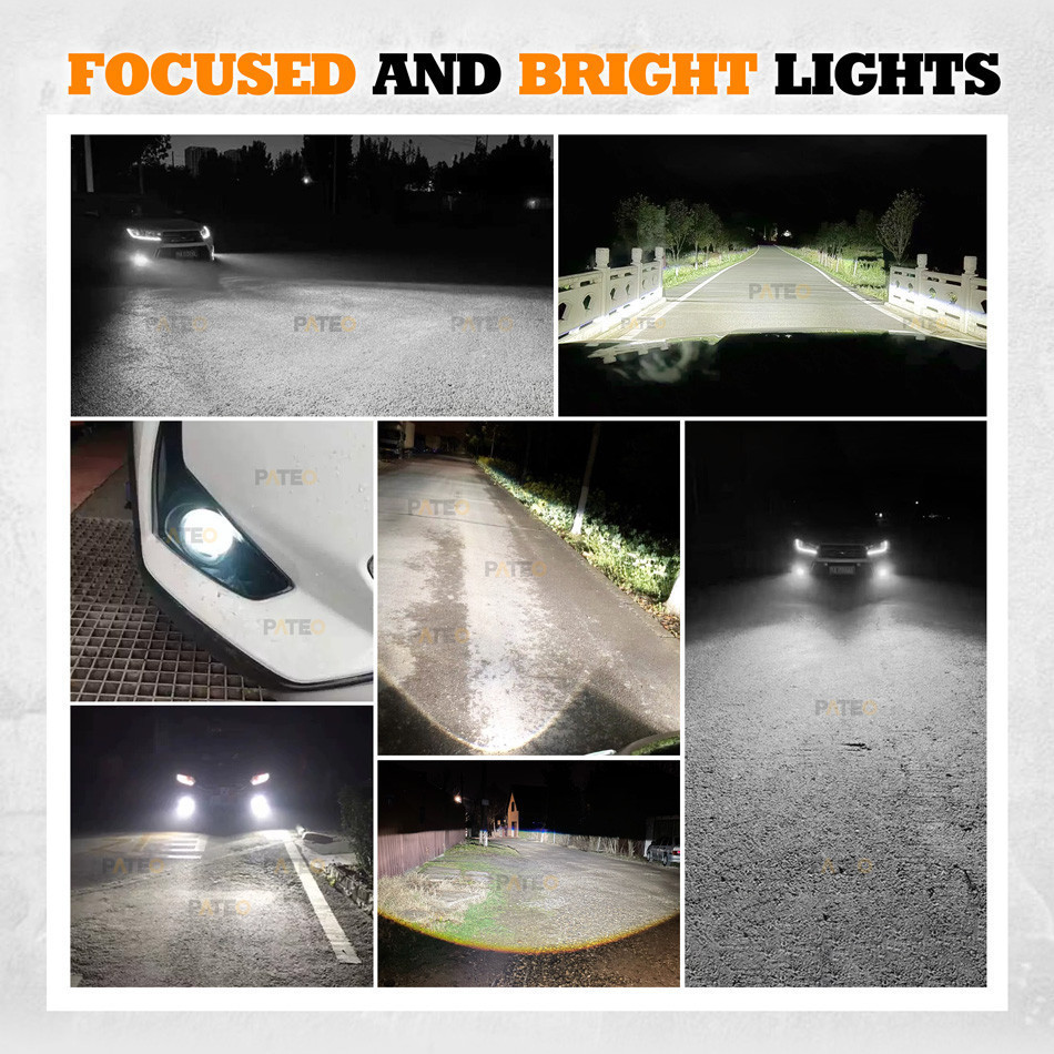 2PCS 3 inch Low Beam H11 LED Fog Lamp Projector Fog Light For Toyota ...