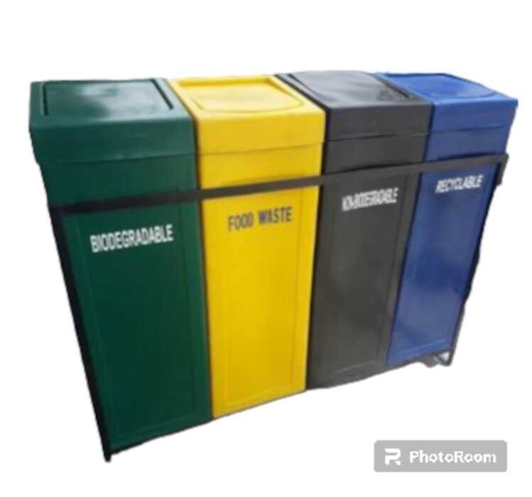2025 Waste Segregation Trash Bin 4 Slots Swing Top Slim Design | Shopee ...