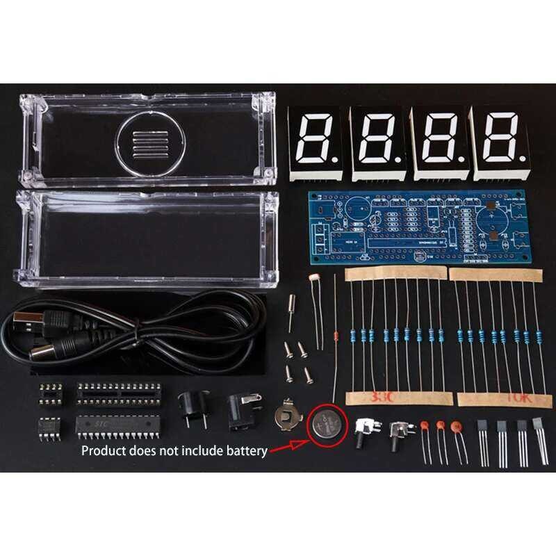 Digital DIY LED Clock Kit Light Control Temperature Date Time Display ...