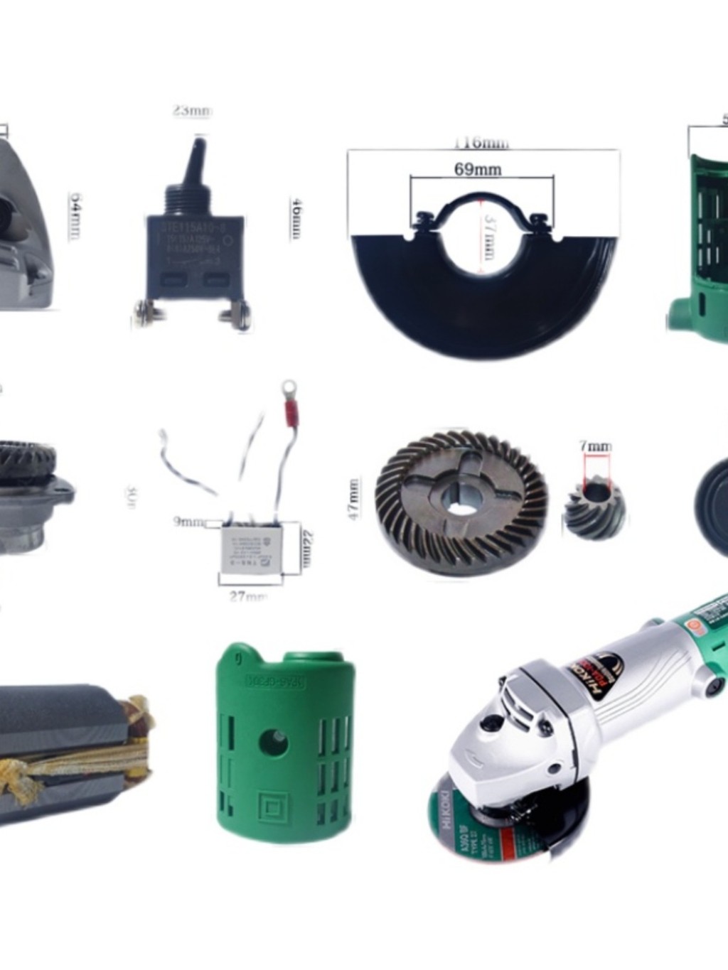 Hitachi Electric PDA-100K Angle Grinding Machine Rotor Stator Switch ...