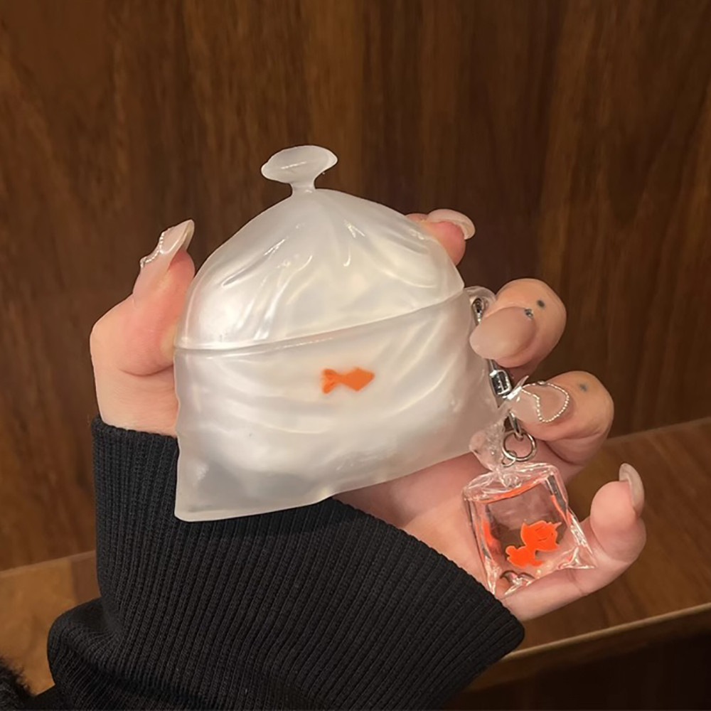 Cute 3D Goldfish Transparent Bag Earphone Case with Pendant for Airpods ...