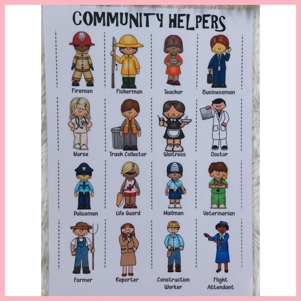 Community Workers / Community Helpers chart, A4 Size Laminated | Shopee ...