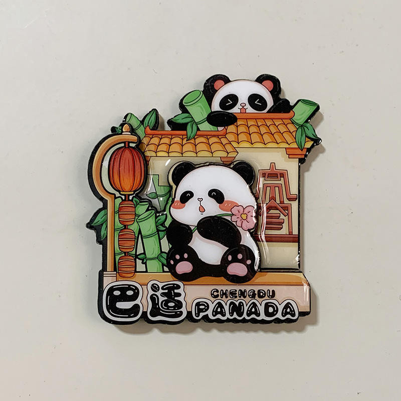 Cute Panda Refrigerator Magnet Bashi Magnetic Sticker Chengdu Kuanzhai ...