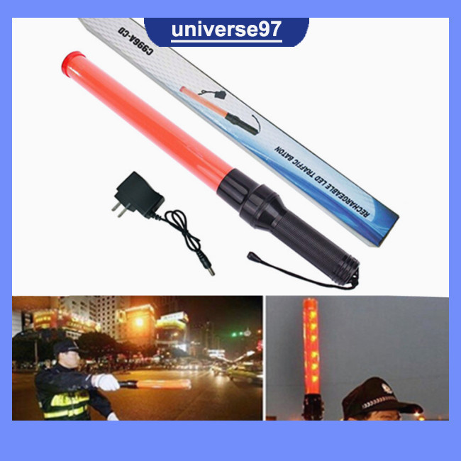 PING 54cm LED Charging Traffic Baton Safety Signal Warning Flashing Red ...