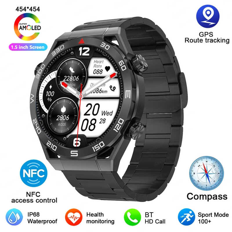 2024 New Smart Watch Men For Android IOS NFC GPS Tracker 454*454 AMOLED HD Screen Heart Rate Ecg ...