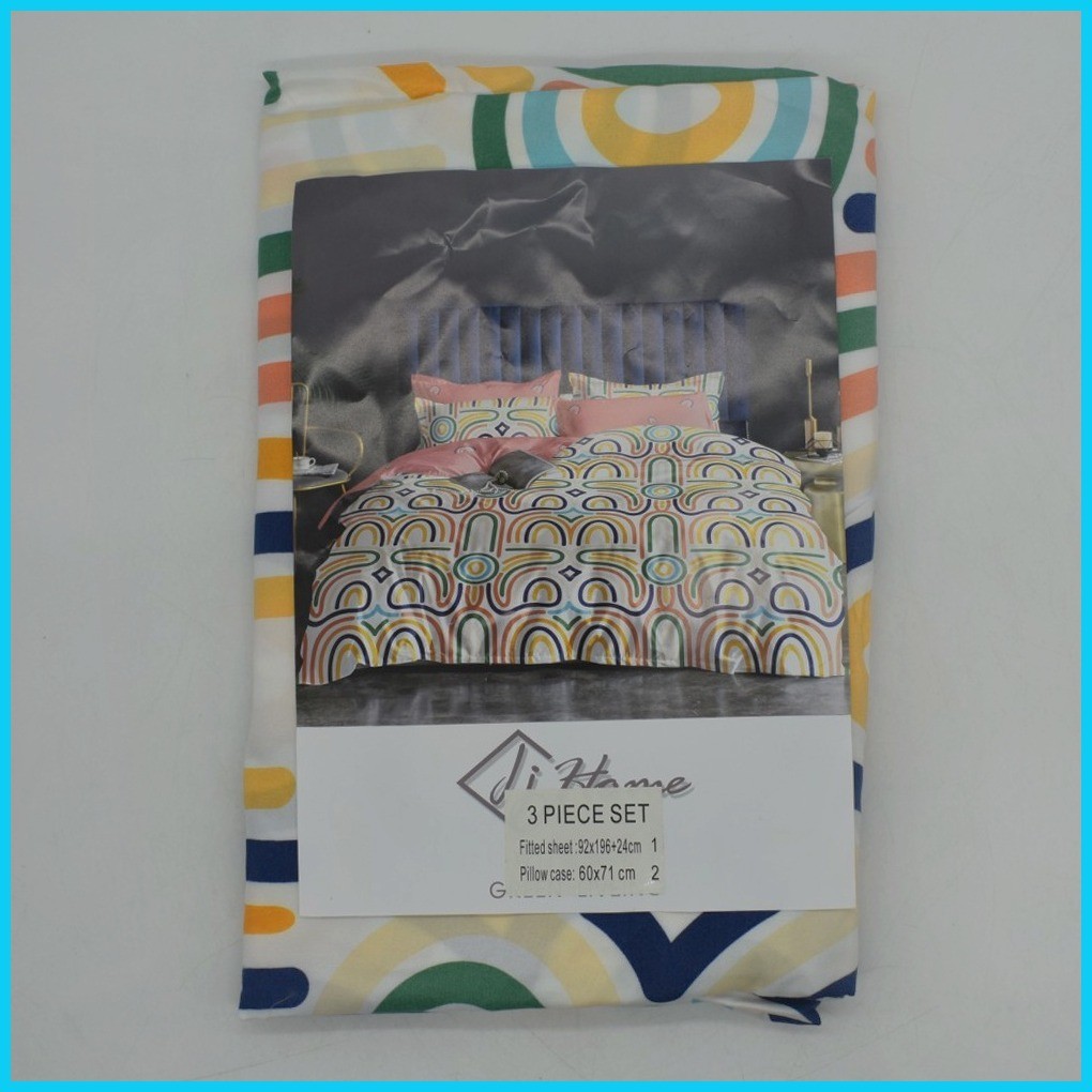 Kasa Bella Colorful Curve Pattern Printed Design 3in1 Bedding Set ...