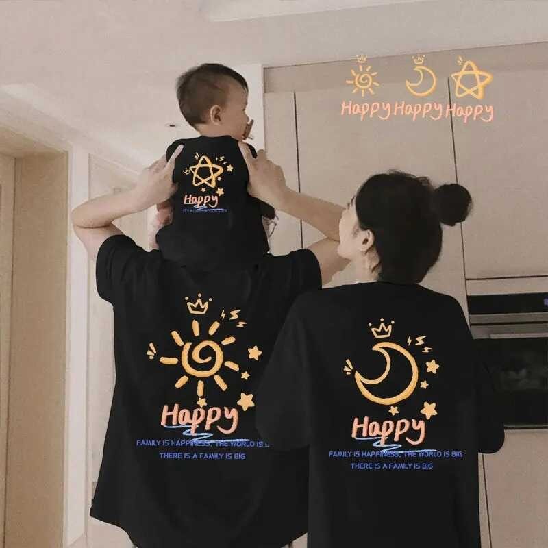 Mama Papa At Ako Cute Cartoon T-Shirt Family Look Matching Dad Daughter ...