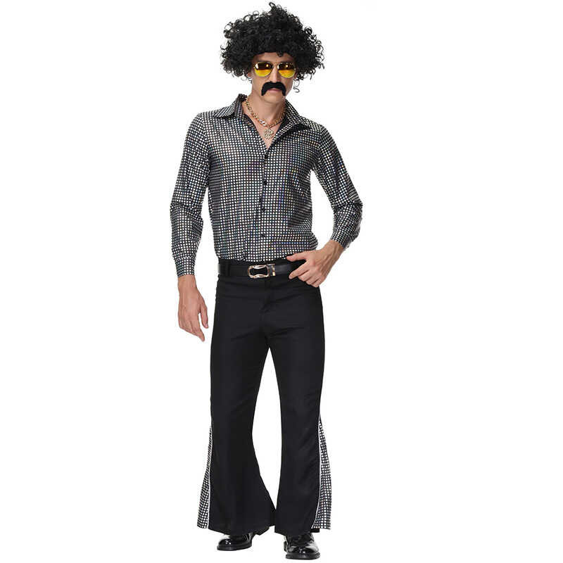 Halloween disco hippie hip-hop singer cosplay costume men's performance ...