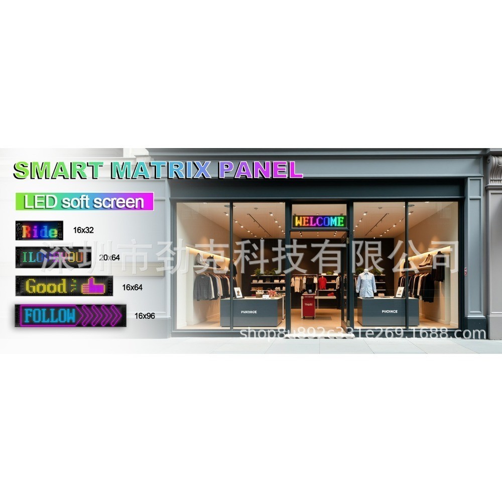 Truck Car Devil Eye LED Pixel Panel Light Remote Control Soft Foldable Lighting Scrolling for ...