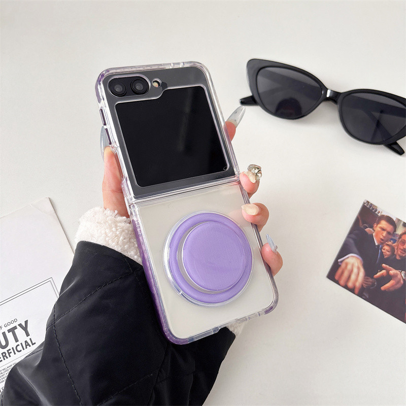 2 in 1 Transparent Double Color Magnetic Barcket Phone Case For Samsung ...