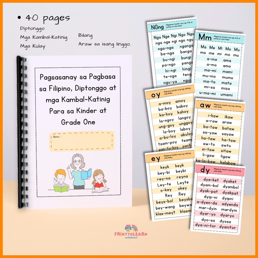 ∽ Pagsasanay sa Pagbasa sa Filipino, Diptonggo at ng mga Kambal-Katinig ...