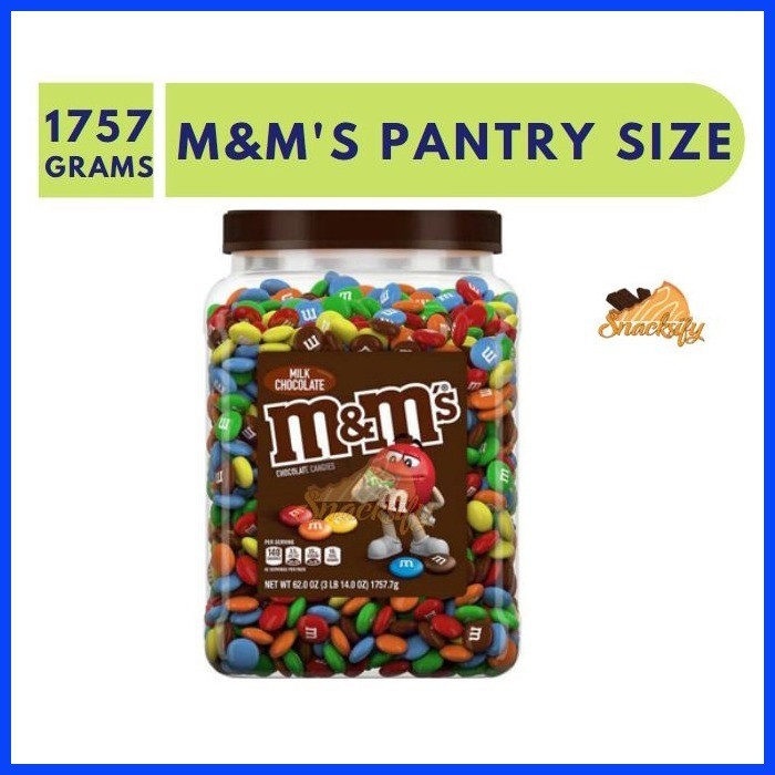 ☪ M&Ms M&M's Milk Chocolate Pantry Size Big Jar 3Lb OR 1.36kgs MMs (M m ...