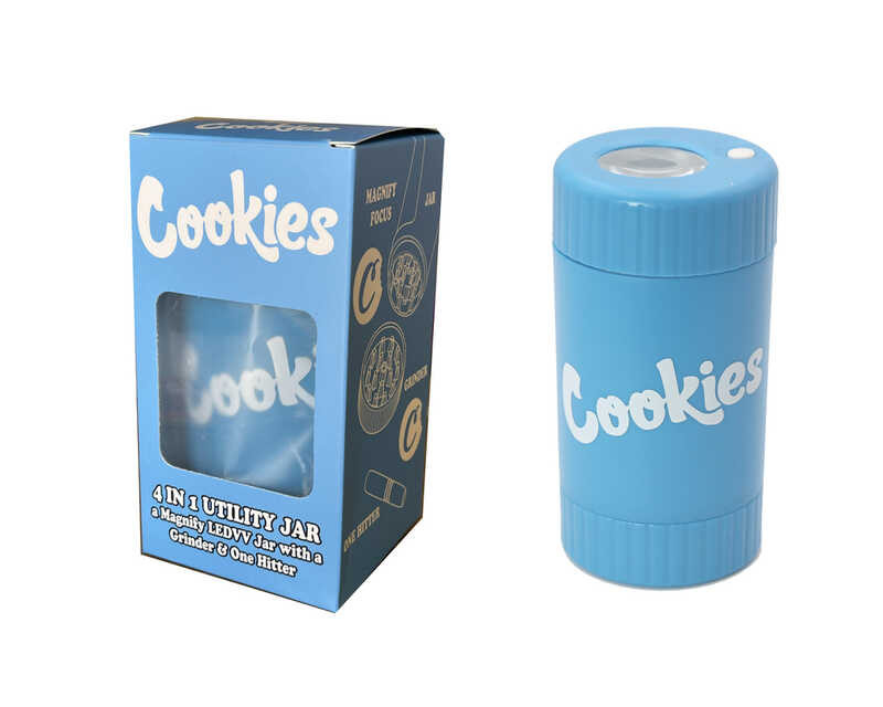 Magnifying Cookies Led Jars Mag With Herb Grinder And One Hitter ...