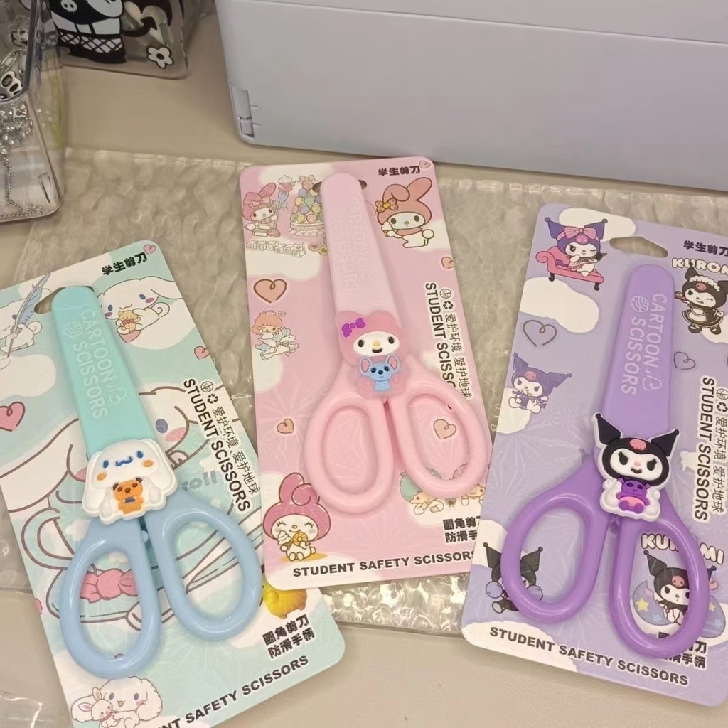 Kawaii Sanrio Safety Scissors with Cover Kuromi Hello Kitty My Melody ...