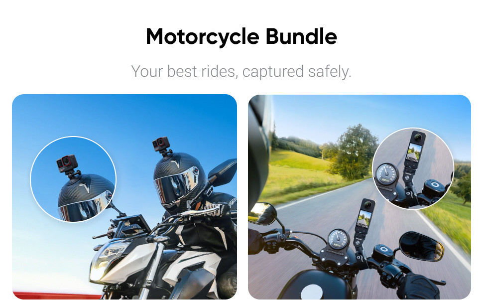 Insta360 Motorcycle Bundle, Universal Powerful Clamp and Flexible ...