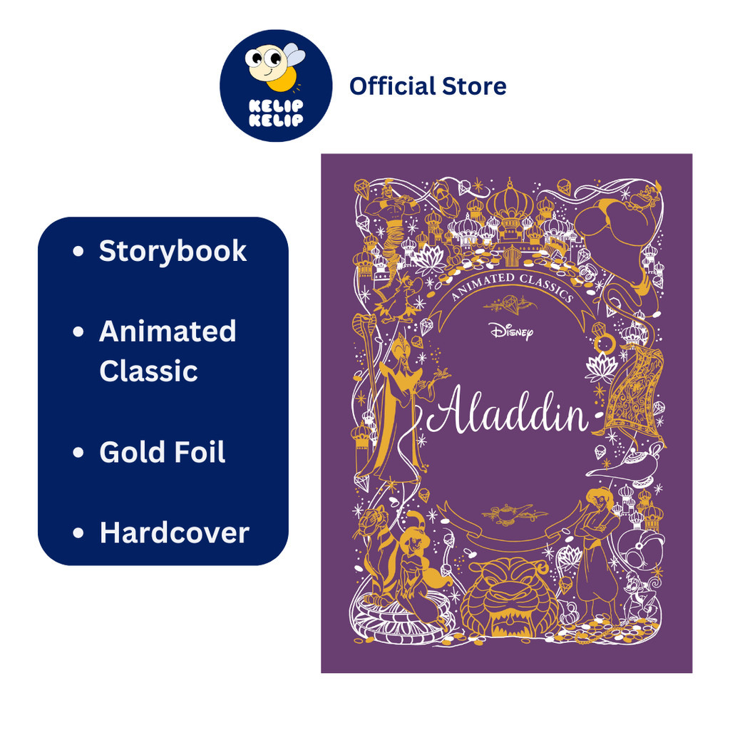 Aladdin Disney Hardcover Edition Story Book with Gold Foil for Kids 64 ...