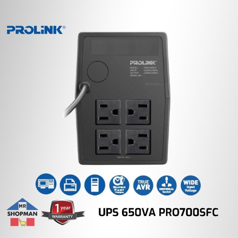 ♨ Prolink UPS Backup PRO701SFC / PRO700SFC 650Va 390W Power Surge ...