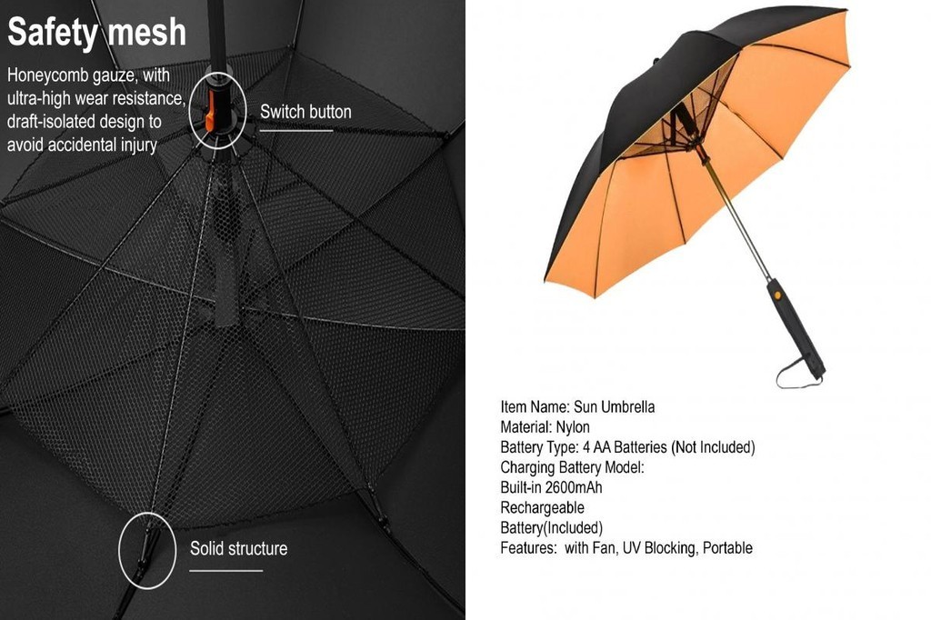 PhoneUse Water Mist Fan Umbrella 3-in-1 Misting Umbrella 3-in-1 Sun ...