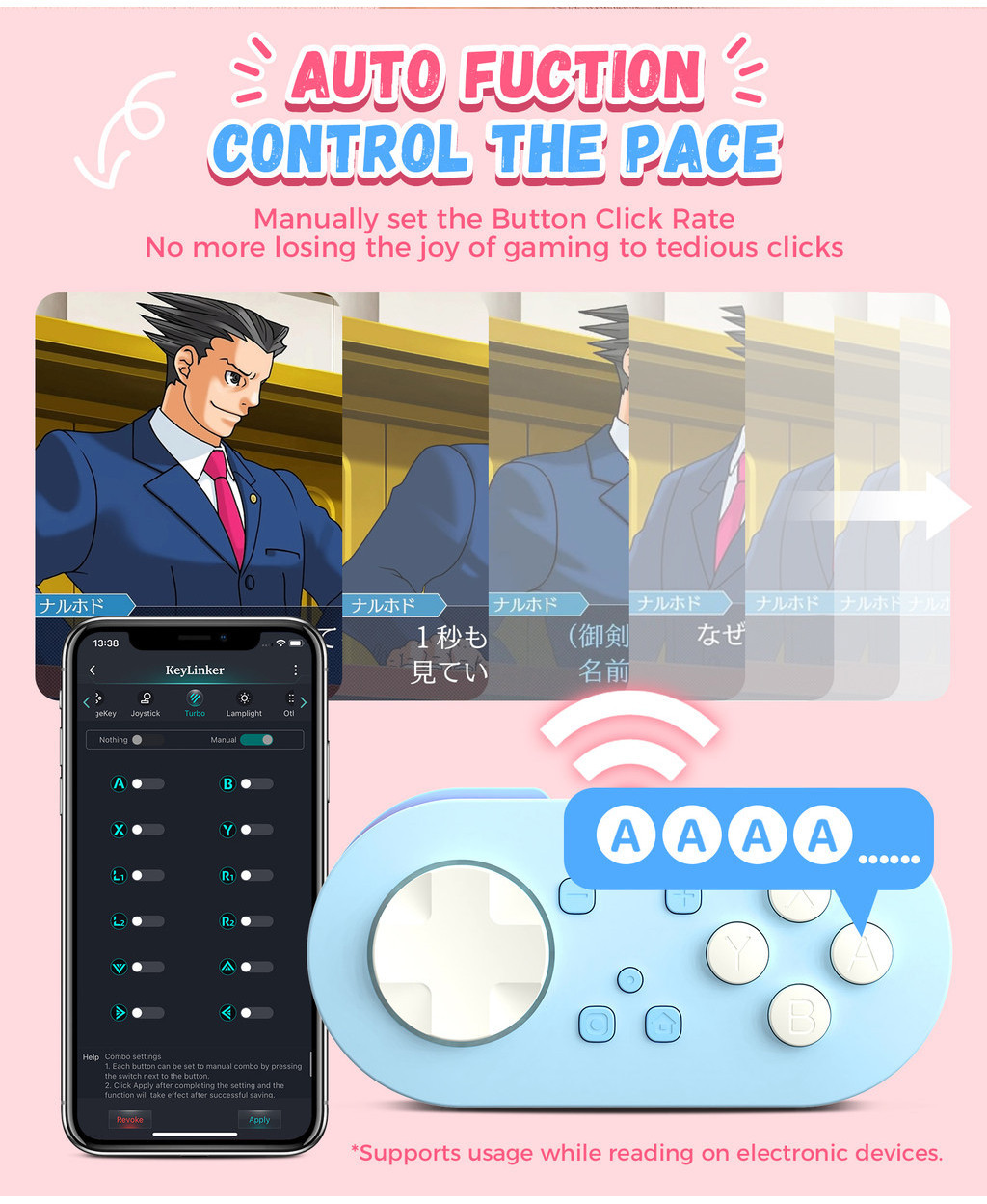 IINE Pocket Game Controller Auto-Fire Function RGB Lighting Mini ...