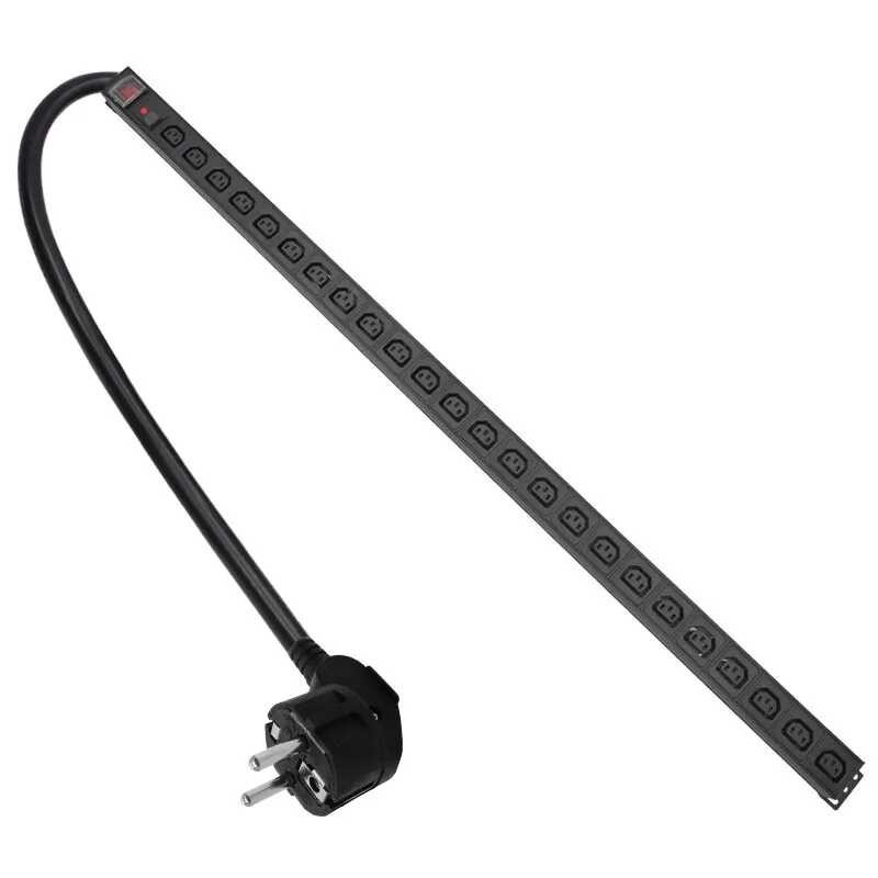 Pdu Network Rack Aluminium Alloy Power Strip Socket 24 Ways C13 Output Sa Overload Protection 2m