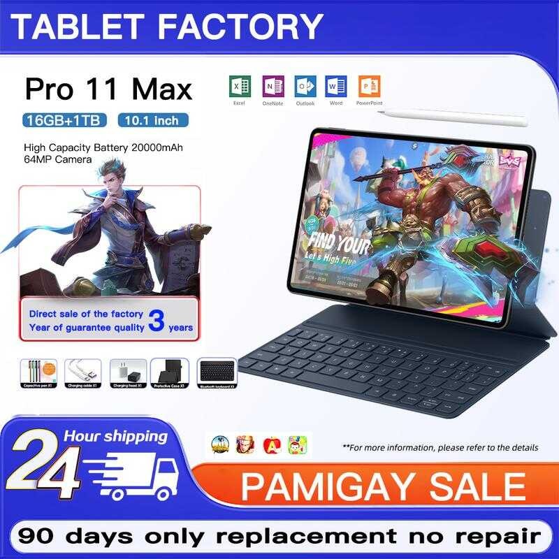 2024 New Pro 11 Max Tablet 12 512Gb Android Dual SIM Card One Class ...