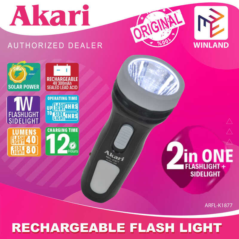Winland Akari By 2 In 1 LED Solar Flash Light / Rechargeable Flashlight ...