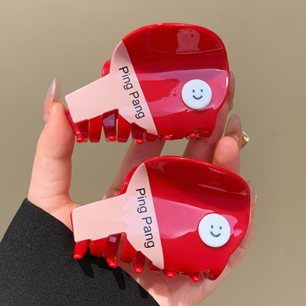 Cute Red Table Tennis Racket Grip Clip Female Back of Head Half Zip ...