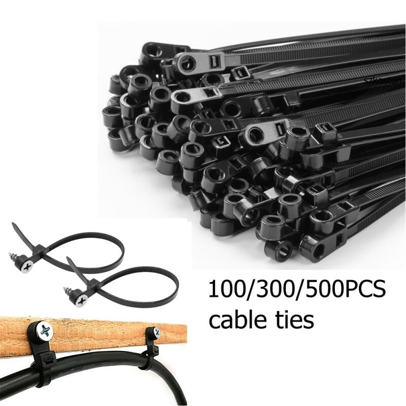 100pcs Nylon Cable Ties with Screw Holes, Self-locking for Bundling and ...