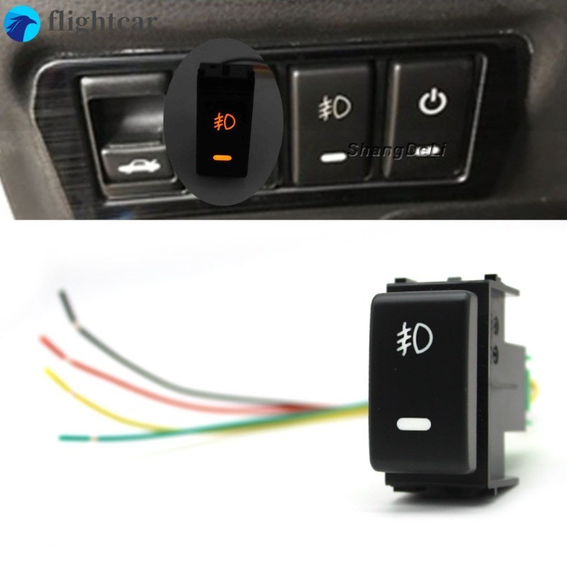 （FT）Car LED Light Front Fog Light Switch Rear Fog Lamp Push Button with ...